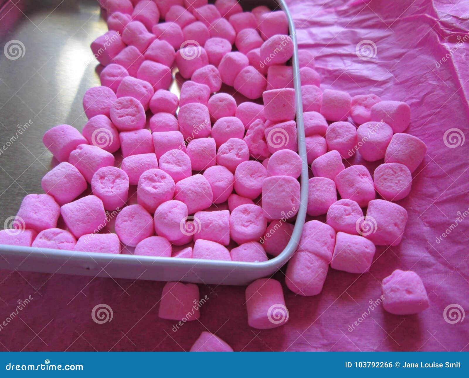 Pink Cachous Sweets. stock photo. Image of recipe, gelatine - 103792266