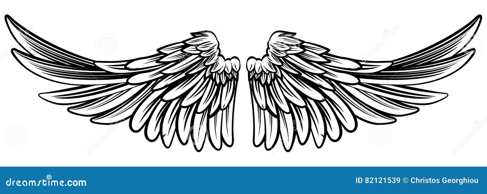 Spread Pair of Angel or Eagle Wings Stock Vector - Illustration of ...