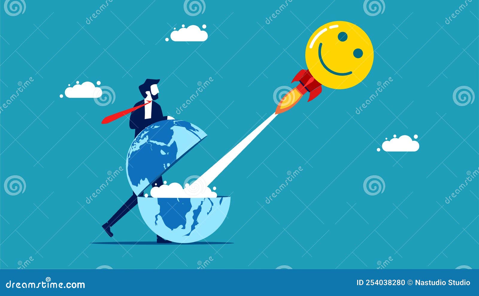 Spread Positive Thoughts in the World. Businessman Launch Positive ...