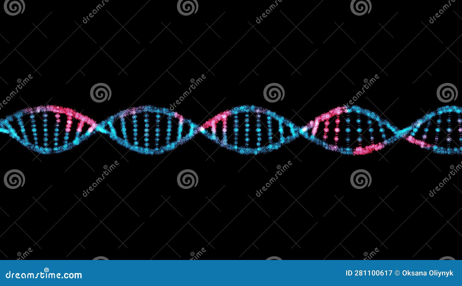 Spread of Virus through 3D DNA Helix on Black Background. Visual ...