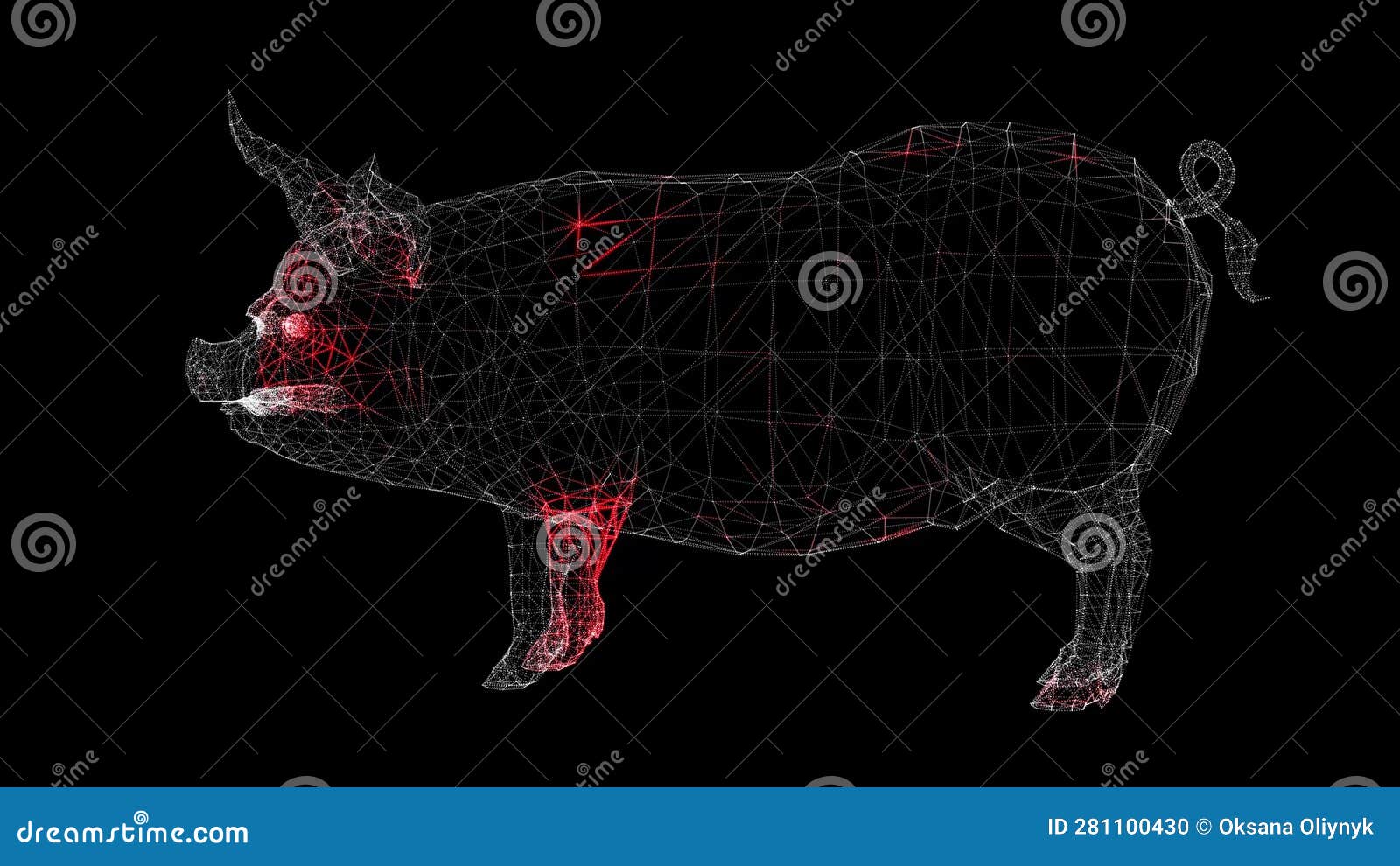 Spread of Virus through Rotating Volumetric Body of Pig Monochrome on ...