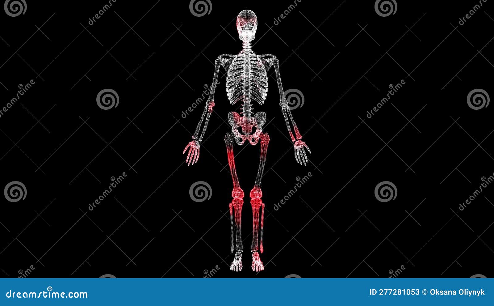 Spread of Virus through Volumetric Skeleton Monochrome on Black ...