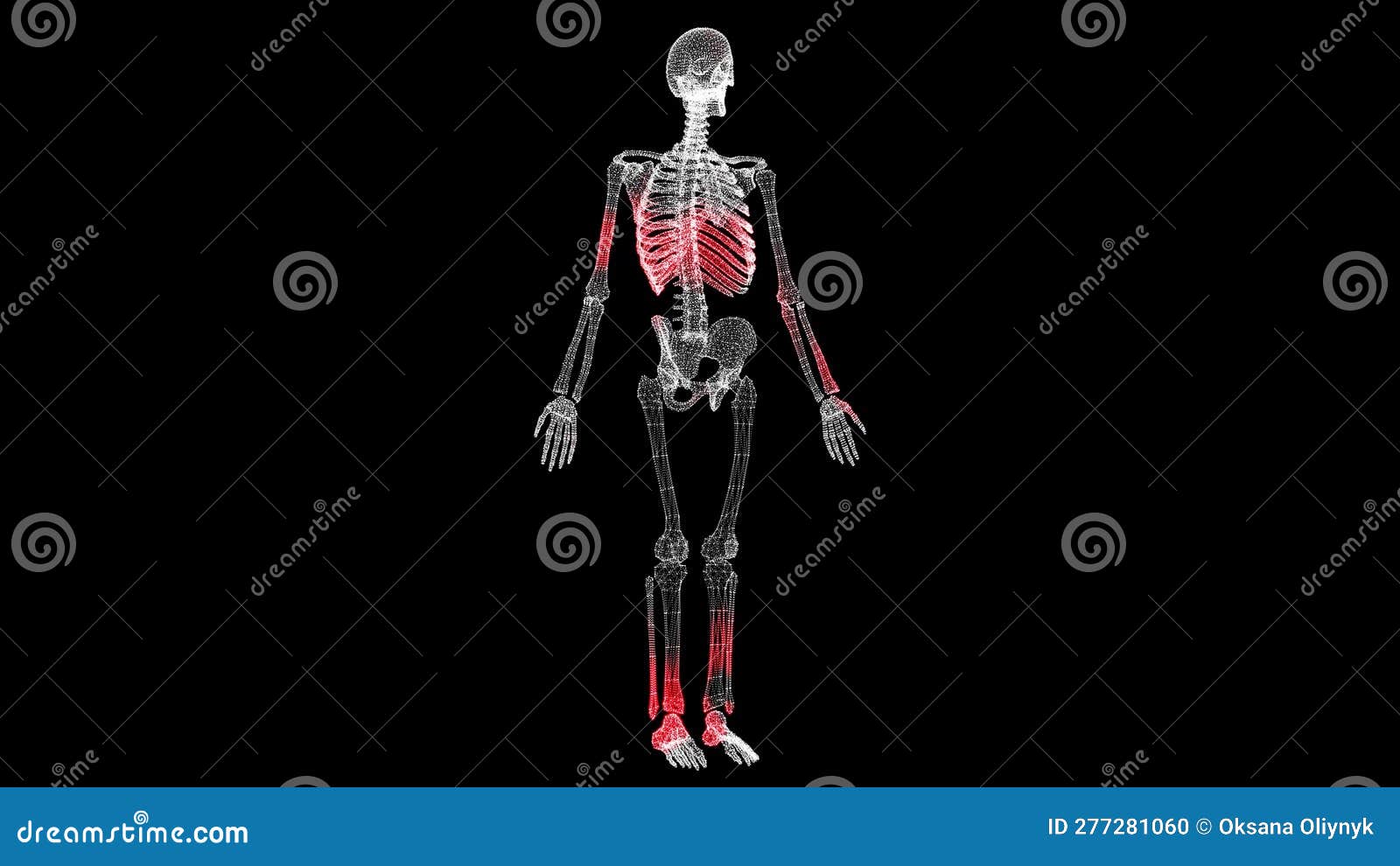 Spread of Virus through Volumetric Skeleton Monochrome on Black ...
