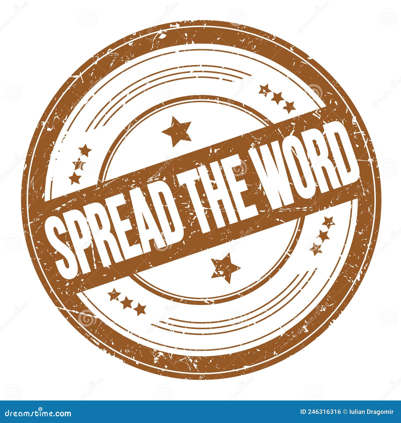 SPREAD the WORD Text on Brown Round Grungy Stamp Stock Illustration ...