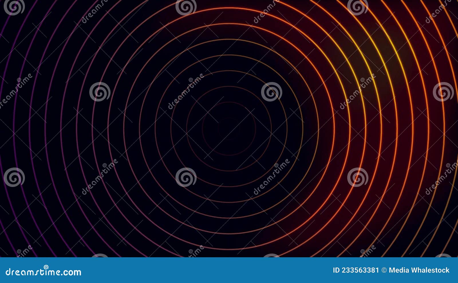 Spreading Circles on Dark Background. Motion. Hypnotic Animation with ...