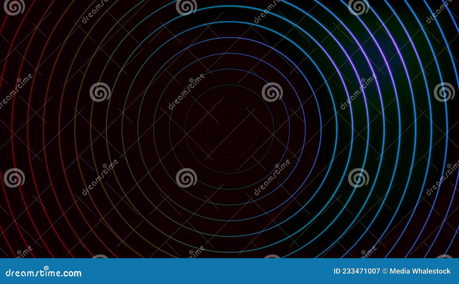 Spreading Circles on Dark Background. Motion. Hypnotic Animation with ...