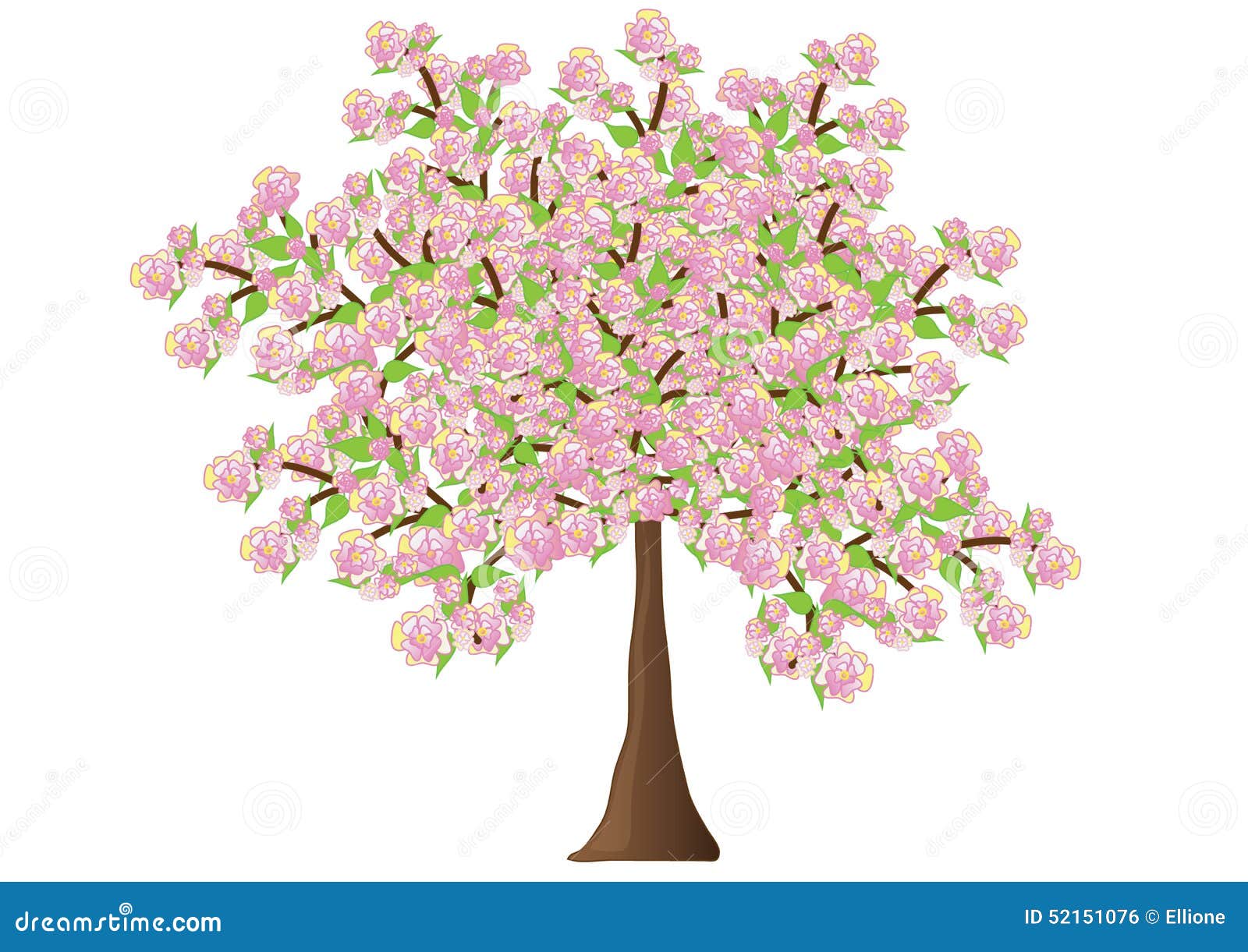 Spreading flowering tree stock vector. Illustration of branch - 52151076