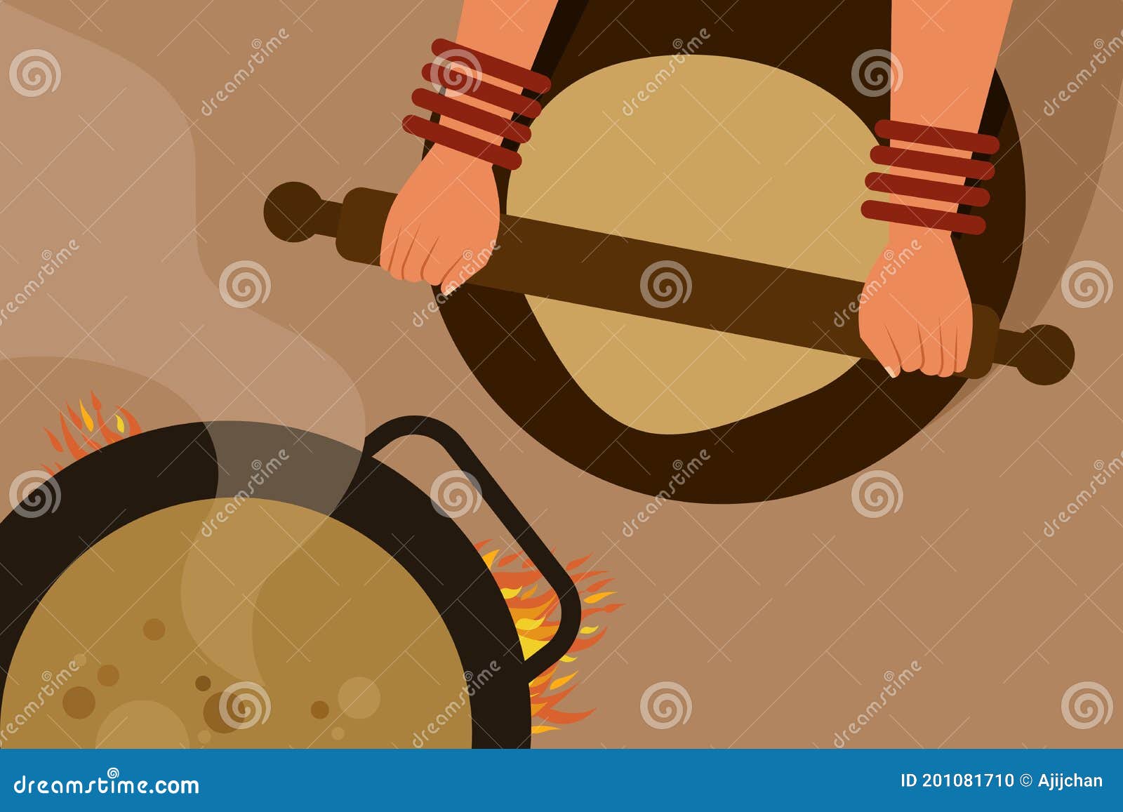 Woman`s Hands Rolling`Roti` from Wheat Dough and Cooking it on Fire ...
