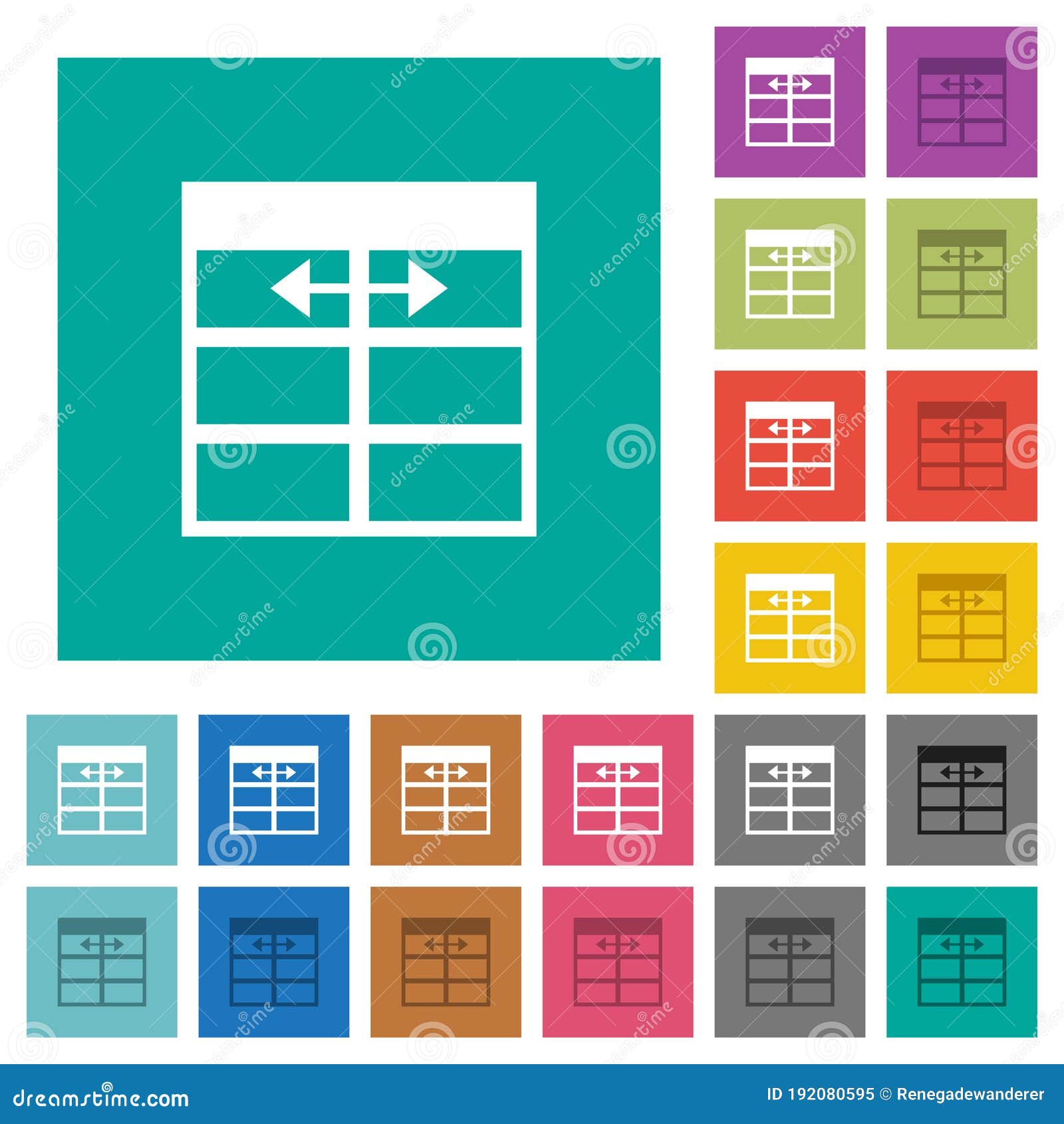Spreadsheet Adjust Table Column Width Square Flat Multi Colored Icons Stock Vector ...