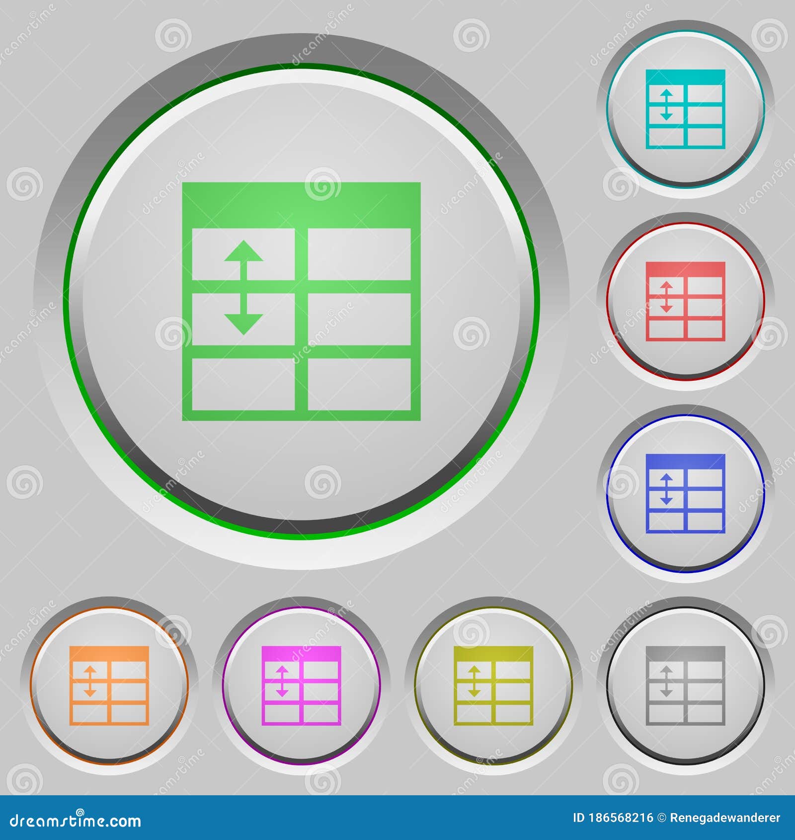 Spreadsheet Adjust Table Row Height Push Buttons Stock Vector