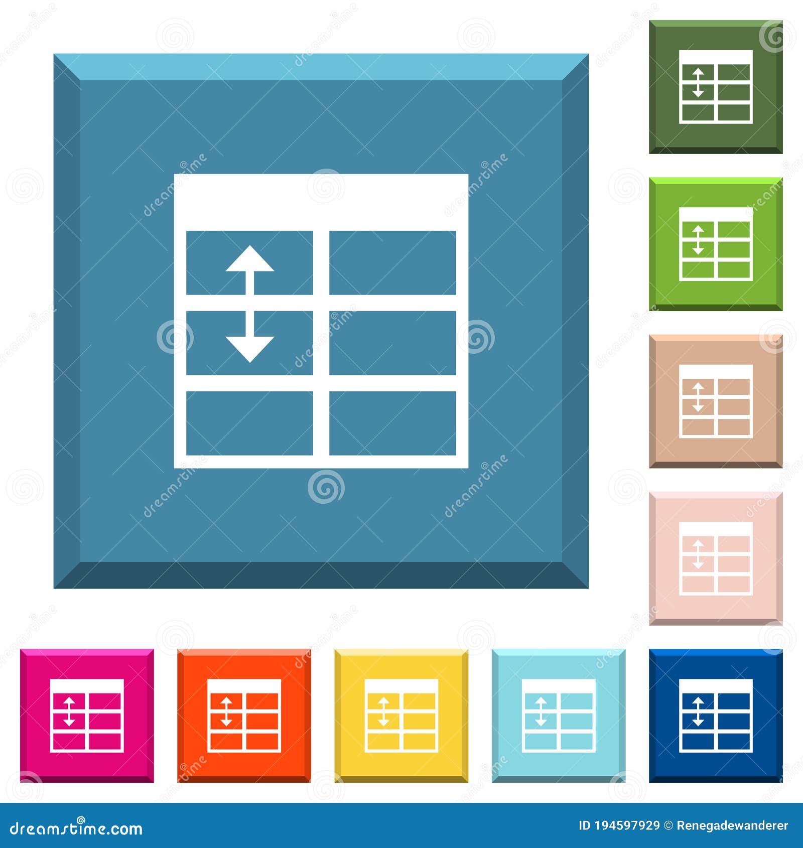 Spreadsheet Adjust Table Row Height White Icons on Edged Square Buttons ...