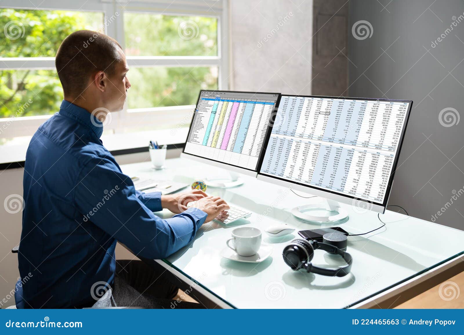 Spreadsheet Analyst Employee Using Computer Monitors Stock Photography ... Spreadsheet Analyst Employee Using Computer Monitors Stock Photography ...
