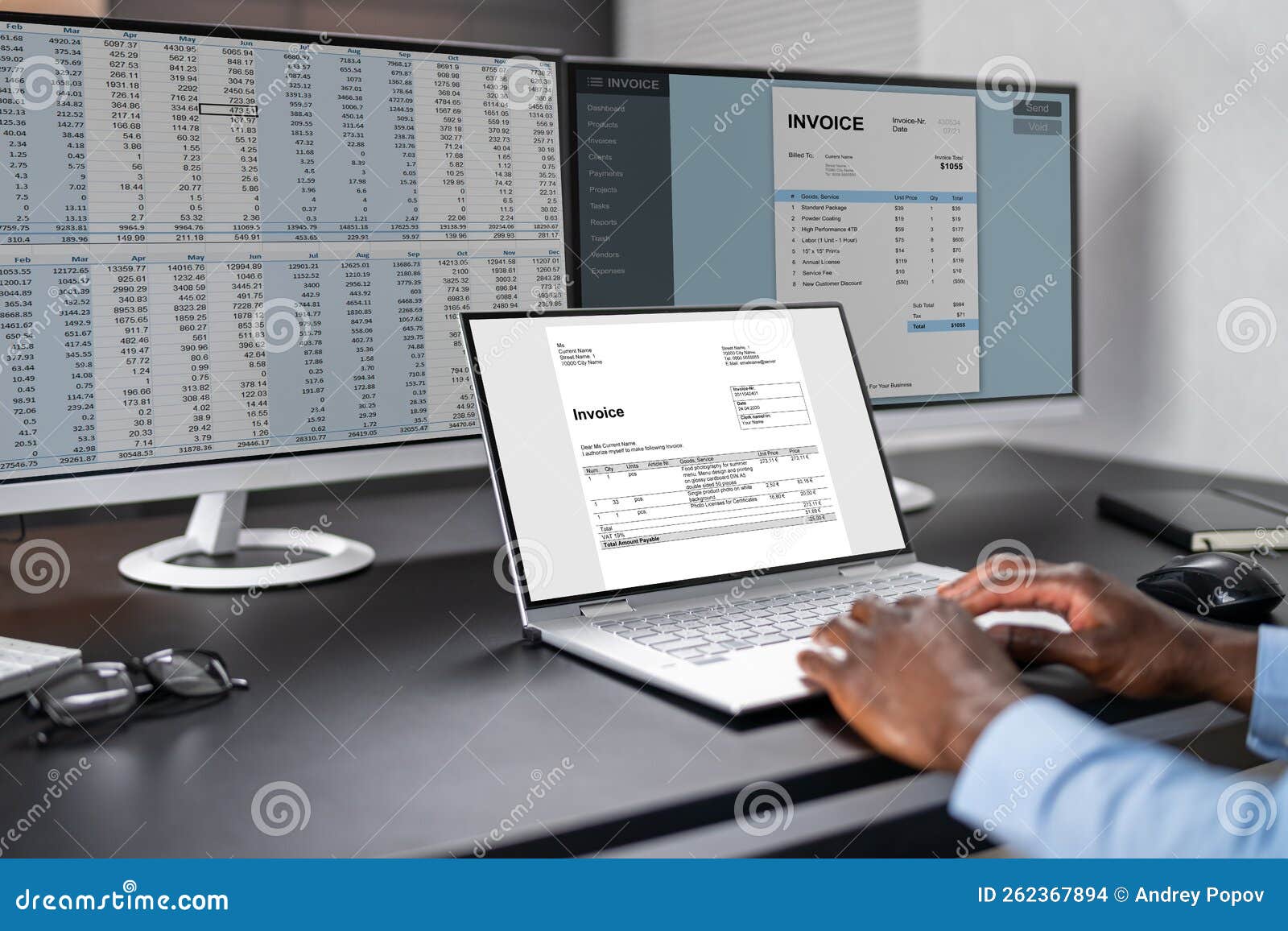 Spreadsheet Analyst Employee Using Computer Monitors Stock Photography ... Spreadsheet Analyst Employee Using Computer Monitors Stock Photography ...