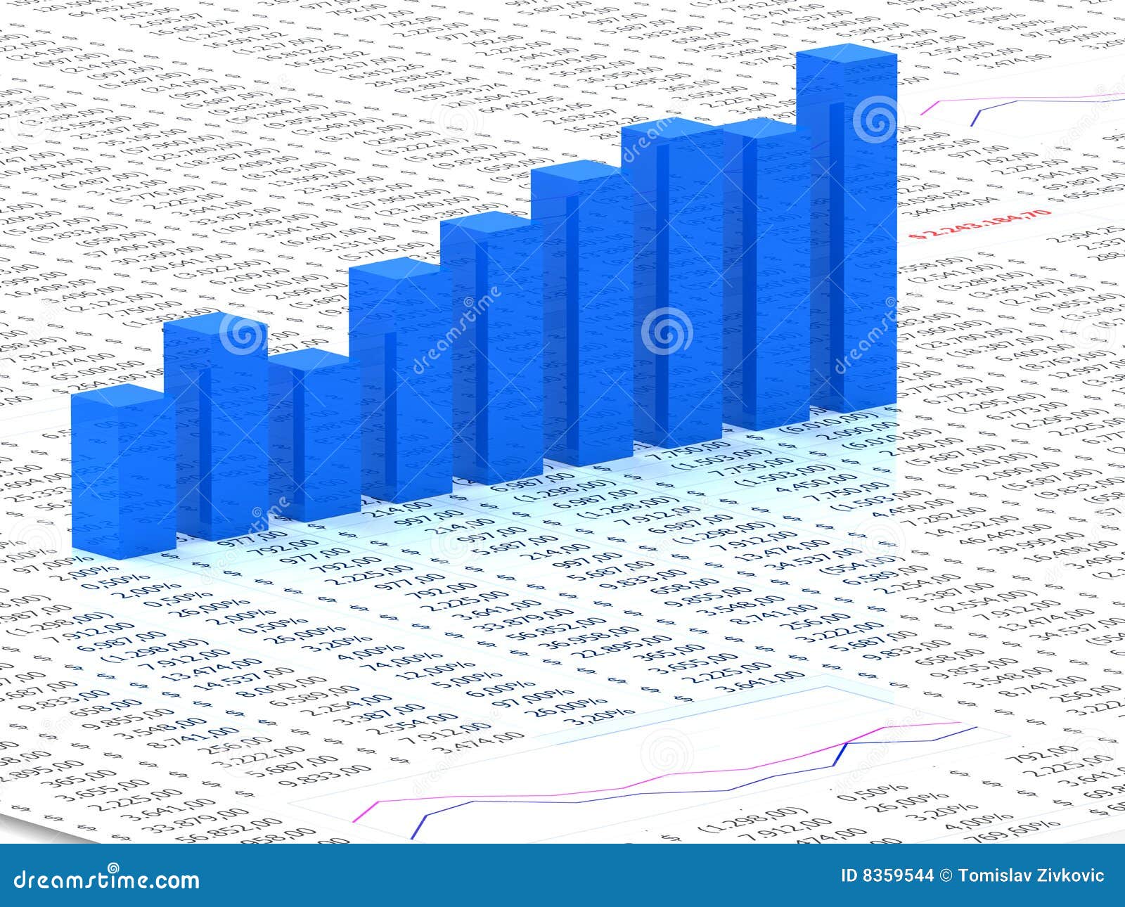 Spreadsheet with Blue Graph Stock Illustration - Illustration of chart ...