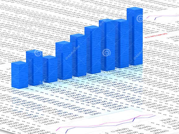 Spreadsheet with Blue Graph Stock Illustration - Illustration of chart ...