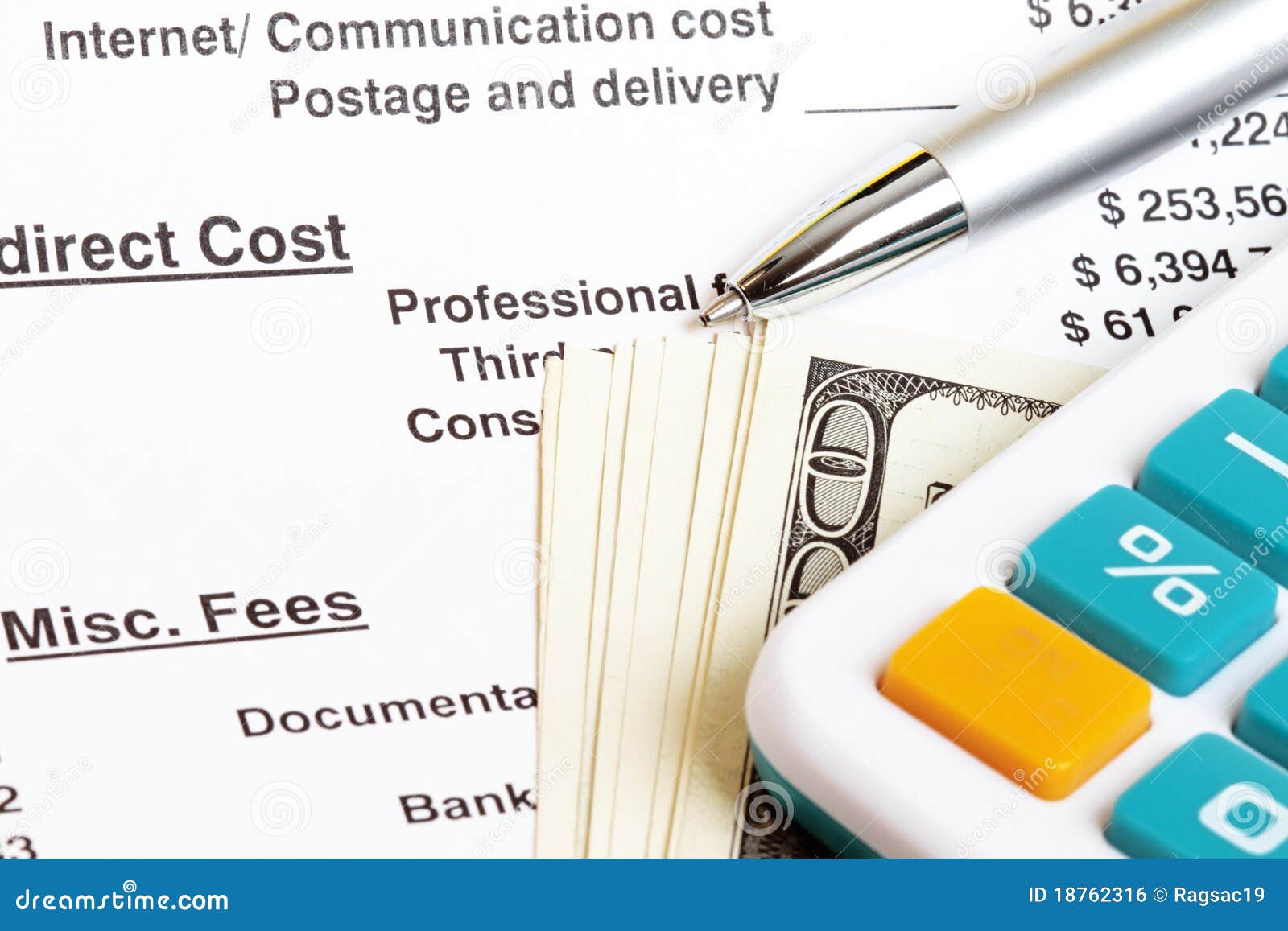 Spreadsheet Calculation Showing Fees and Cost Stock Photo - Image of ...