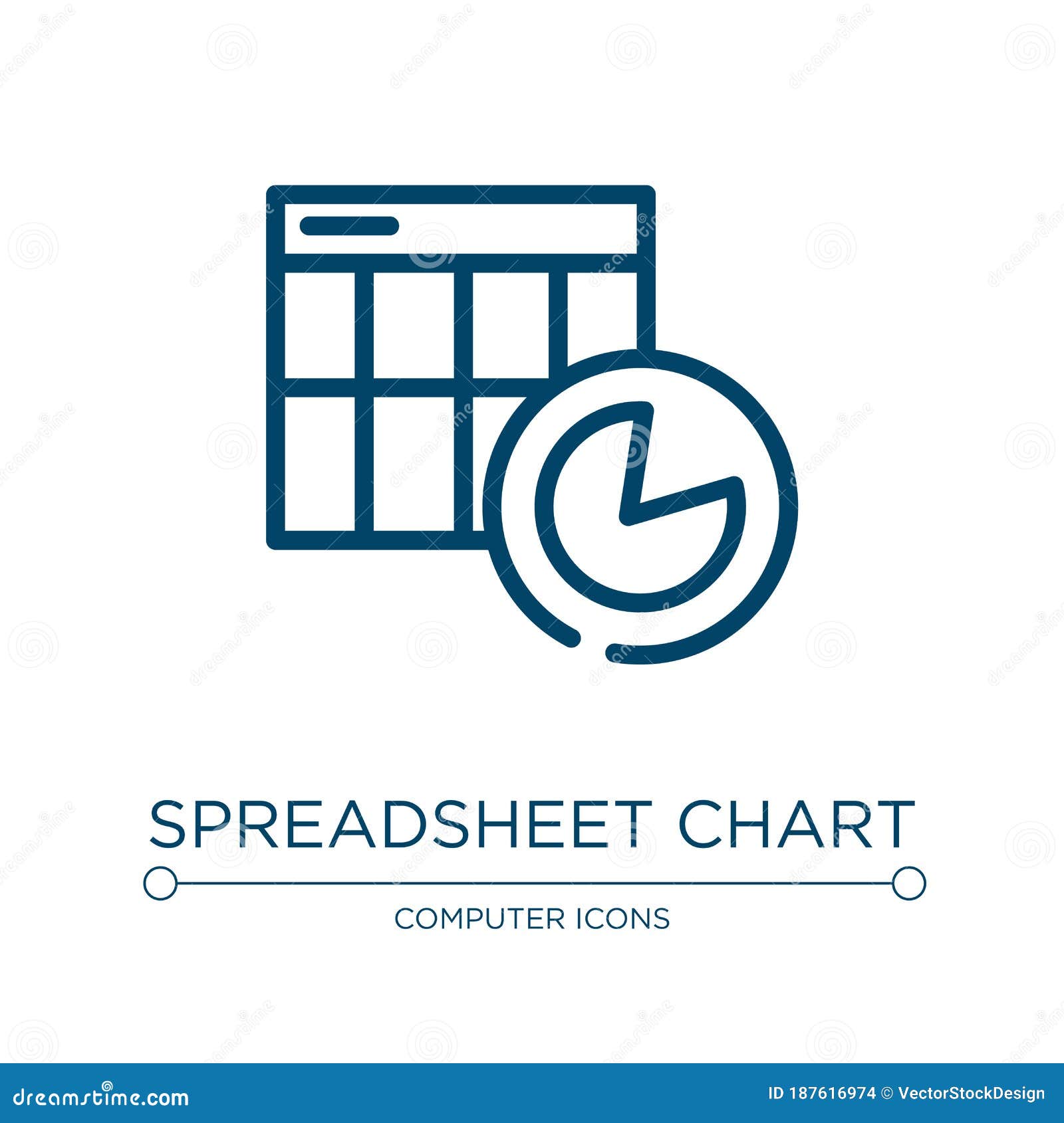 Spreadsheet Chart Icon. Linear Vector Illustration from Computer and ...