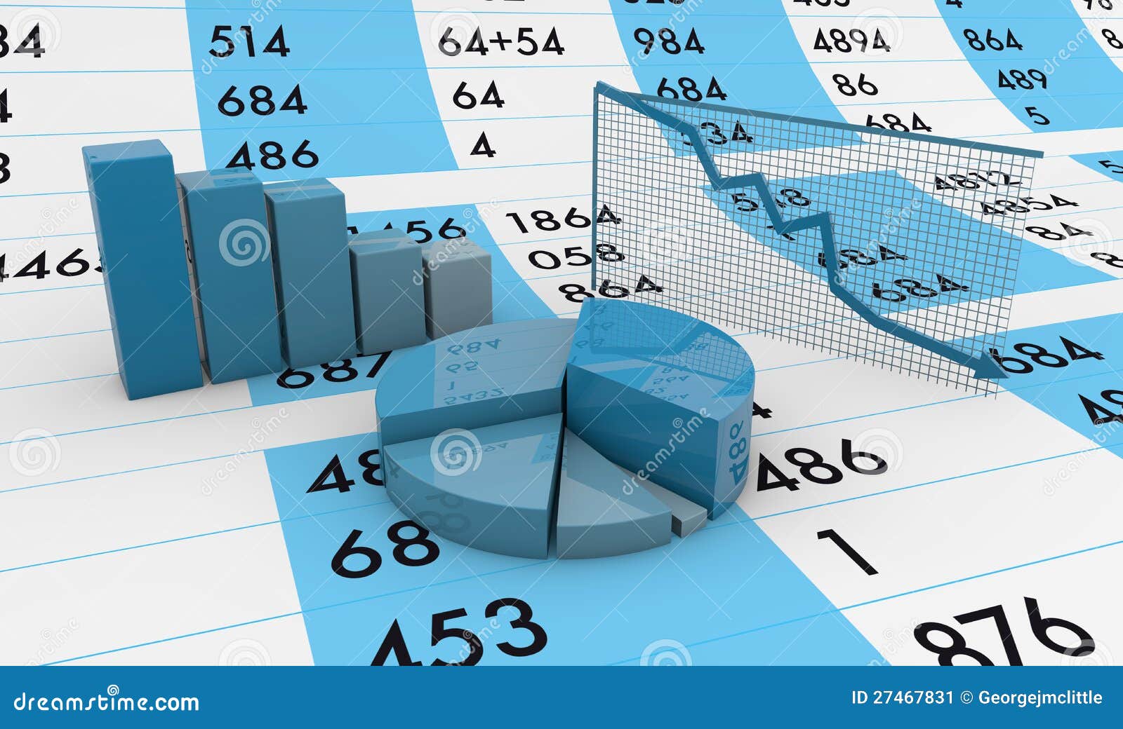 Spreadsheet and charts stock illustration. Illustration of statistics ...