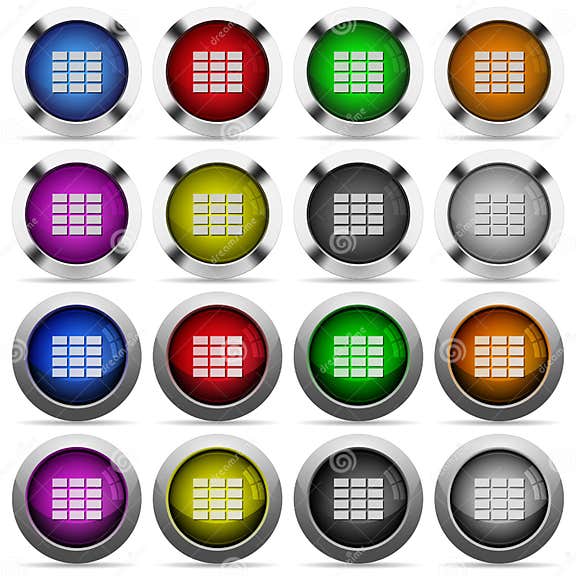 Spreadsheet Glossy Button Set Stock Vector - Illustration of grid ...