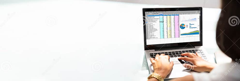 Spreadsheet on Laptop stock image. Image of auditor - 255772305