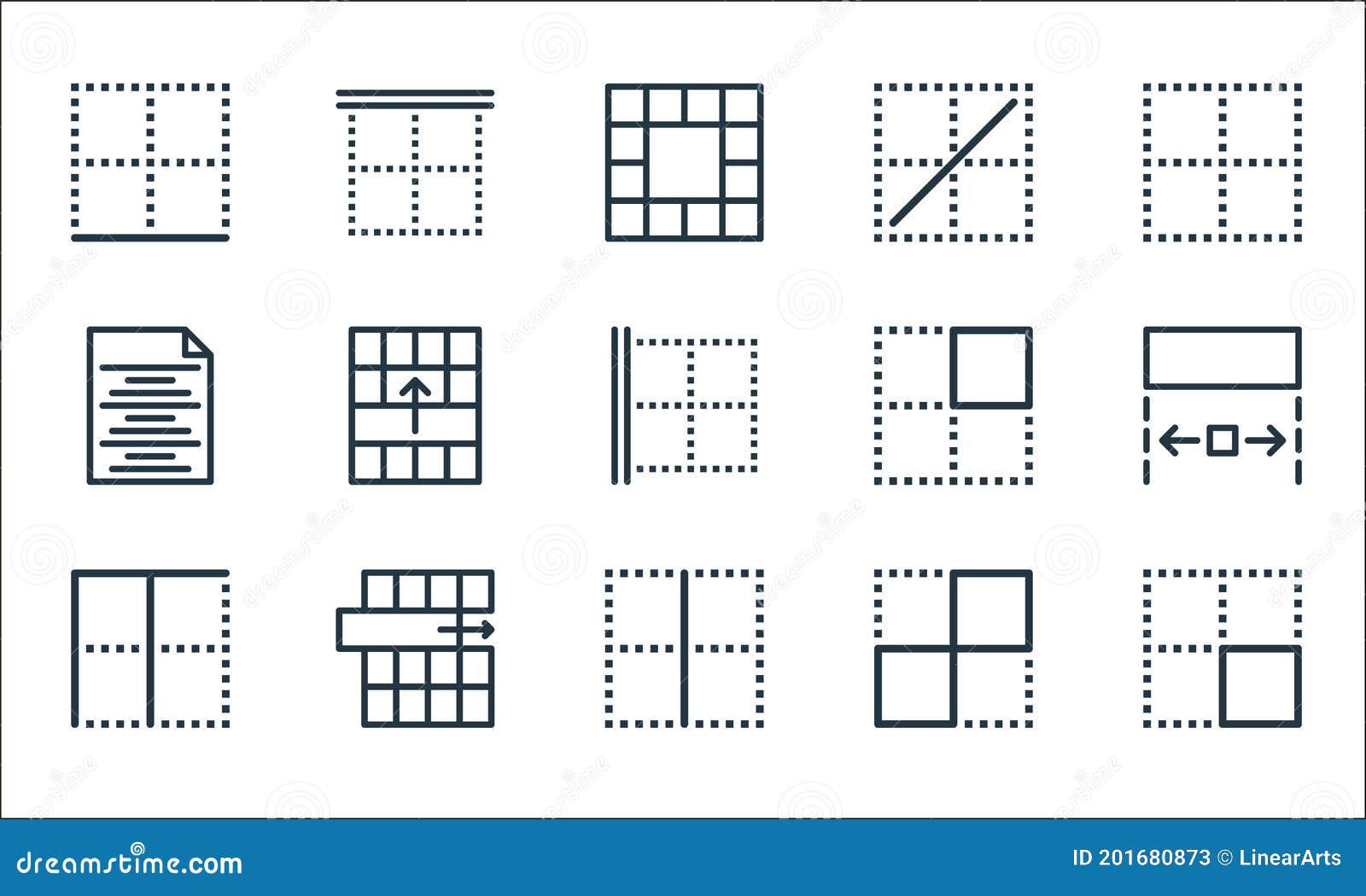 Spreadsheet Line Vector Icons And Signs Data Table Calculation Calc Sheet Formulas Grid