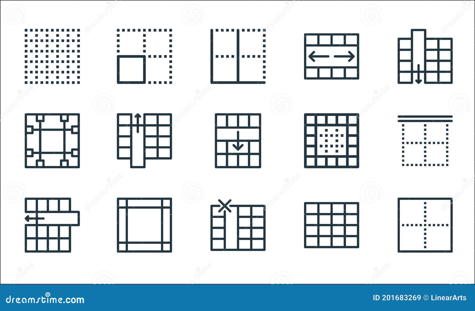 Spreadsheet Line Vector Icons And Signs Data Table Calculation Calc Sheet Formulas Grid
