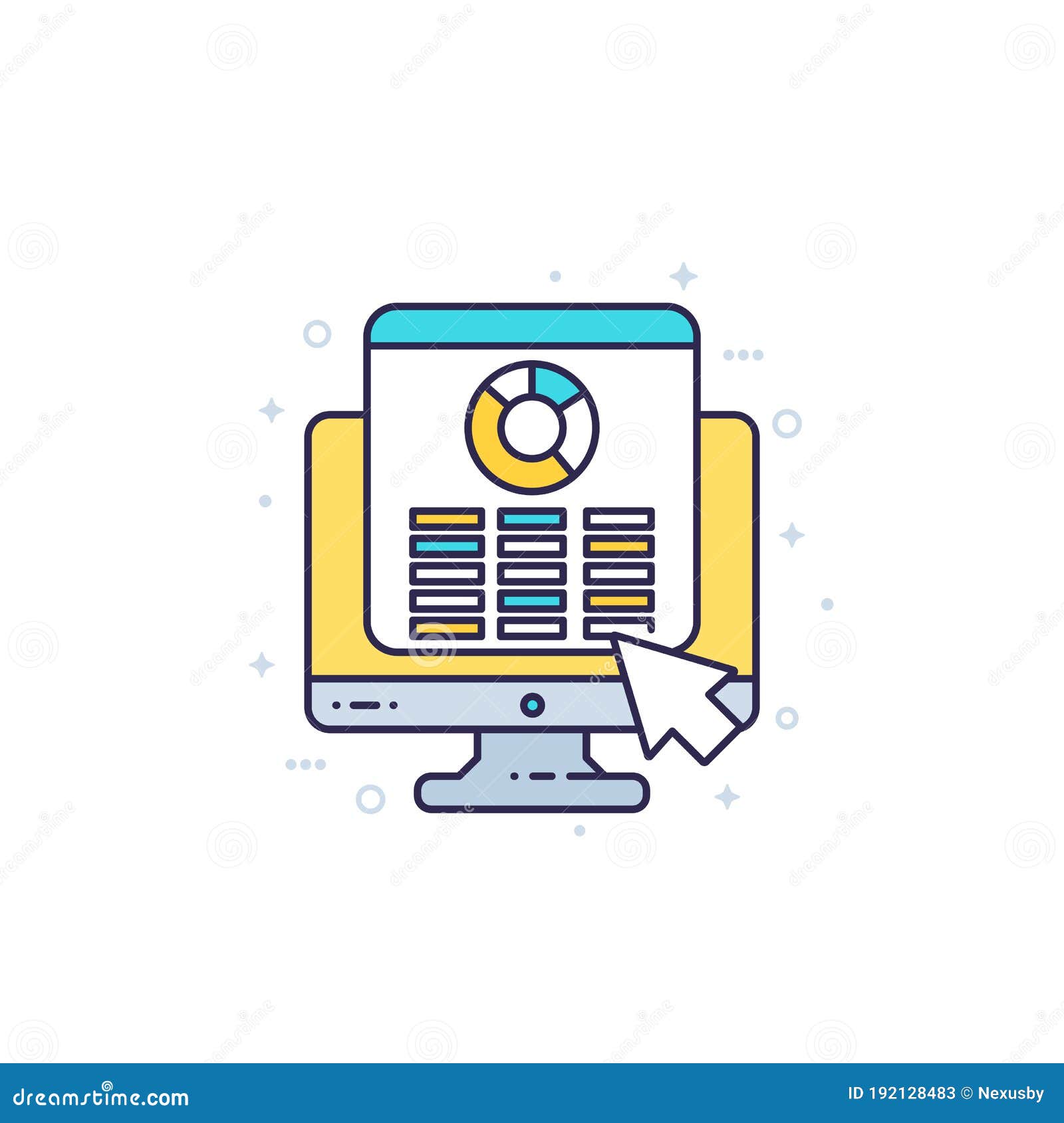Spreadsheet, Report Icon with Outline Stock Vector - Illustration of ...