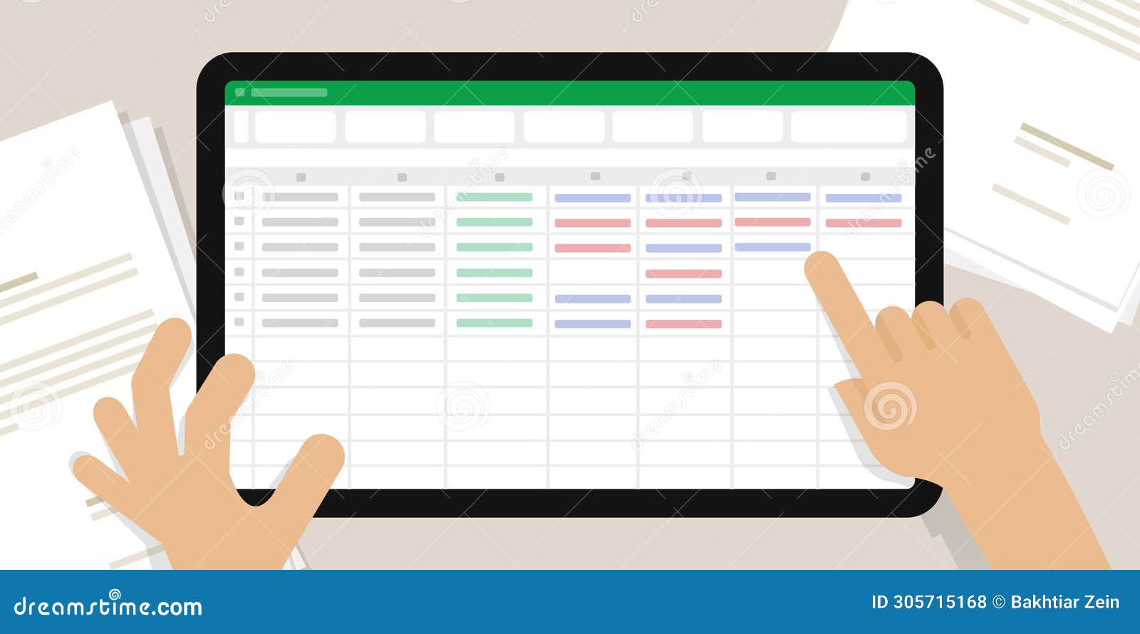 Spreadsheet Screen in Tablet Hand Do Accounting Counting Number Office ...