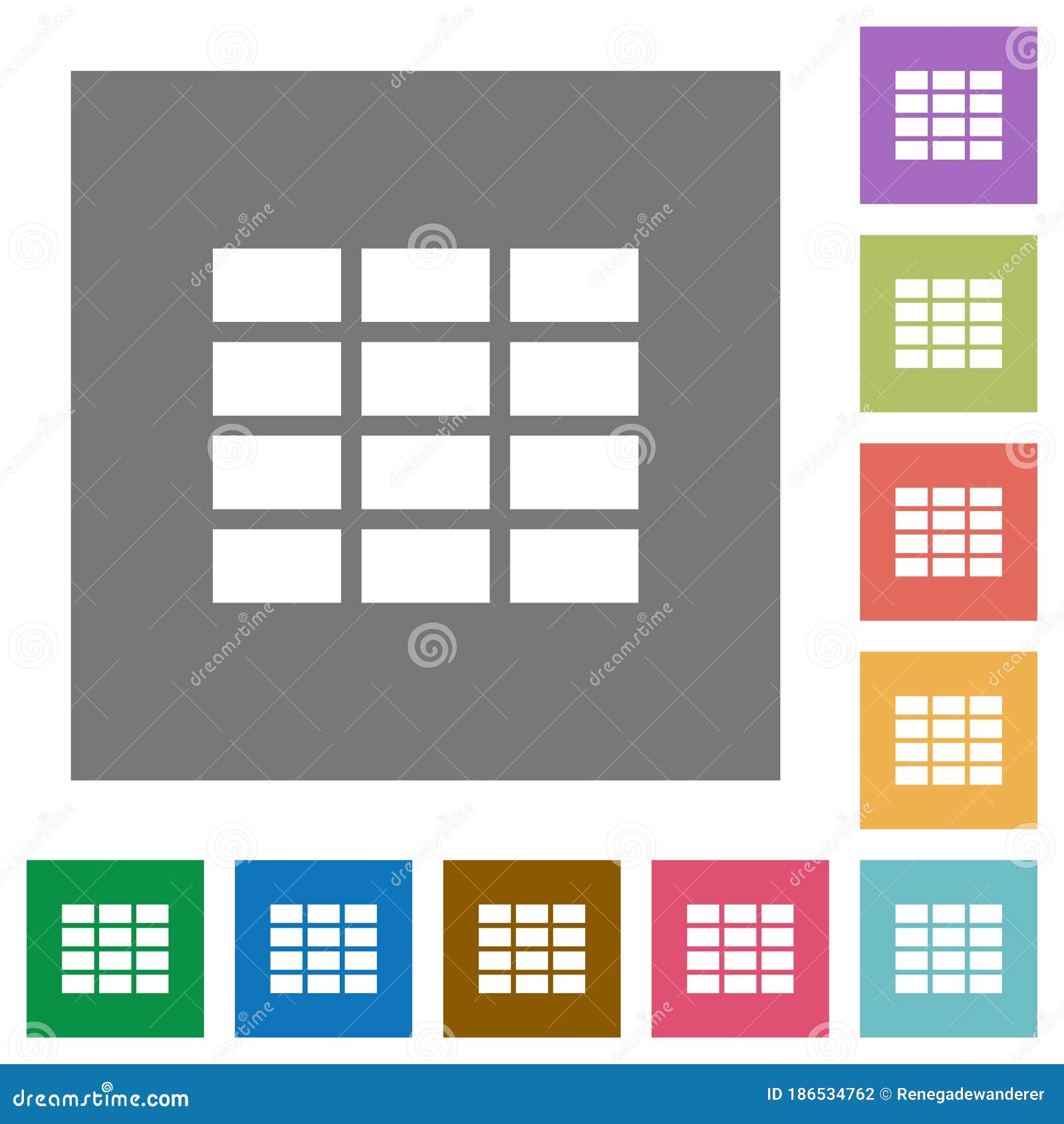 Spreadsheet Square Flat Icons Stock Vector - Illustration of buttons ...