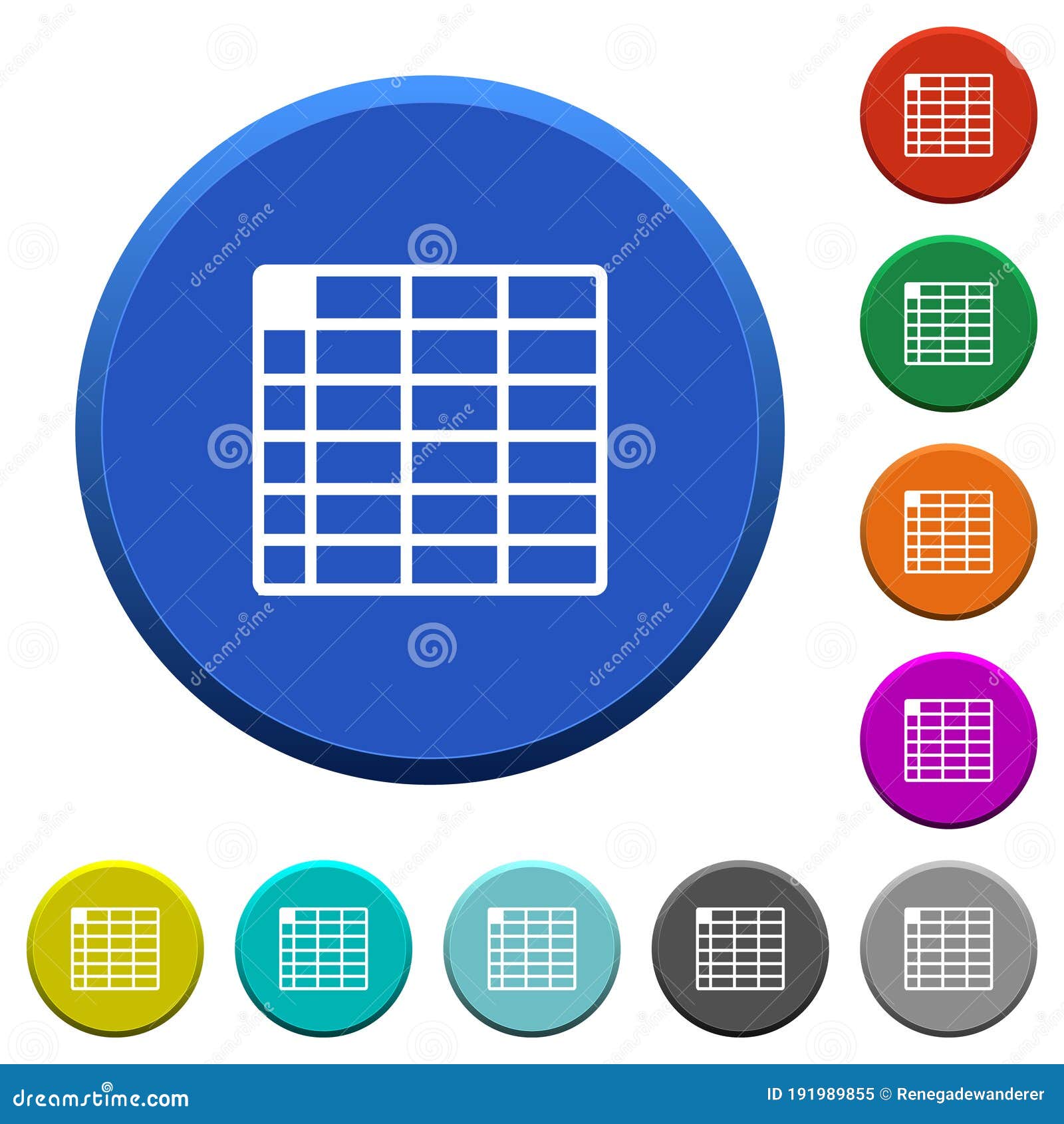 Spreadsheet Table Beveled Buttons Stock Vector - Illustration of ...