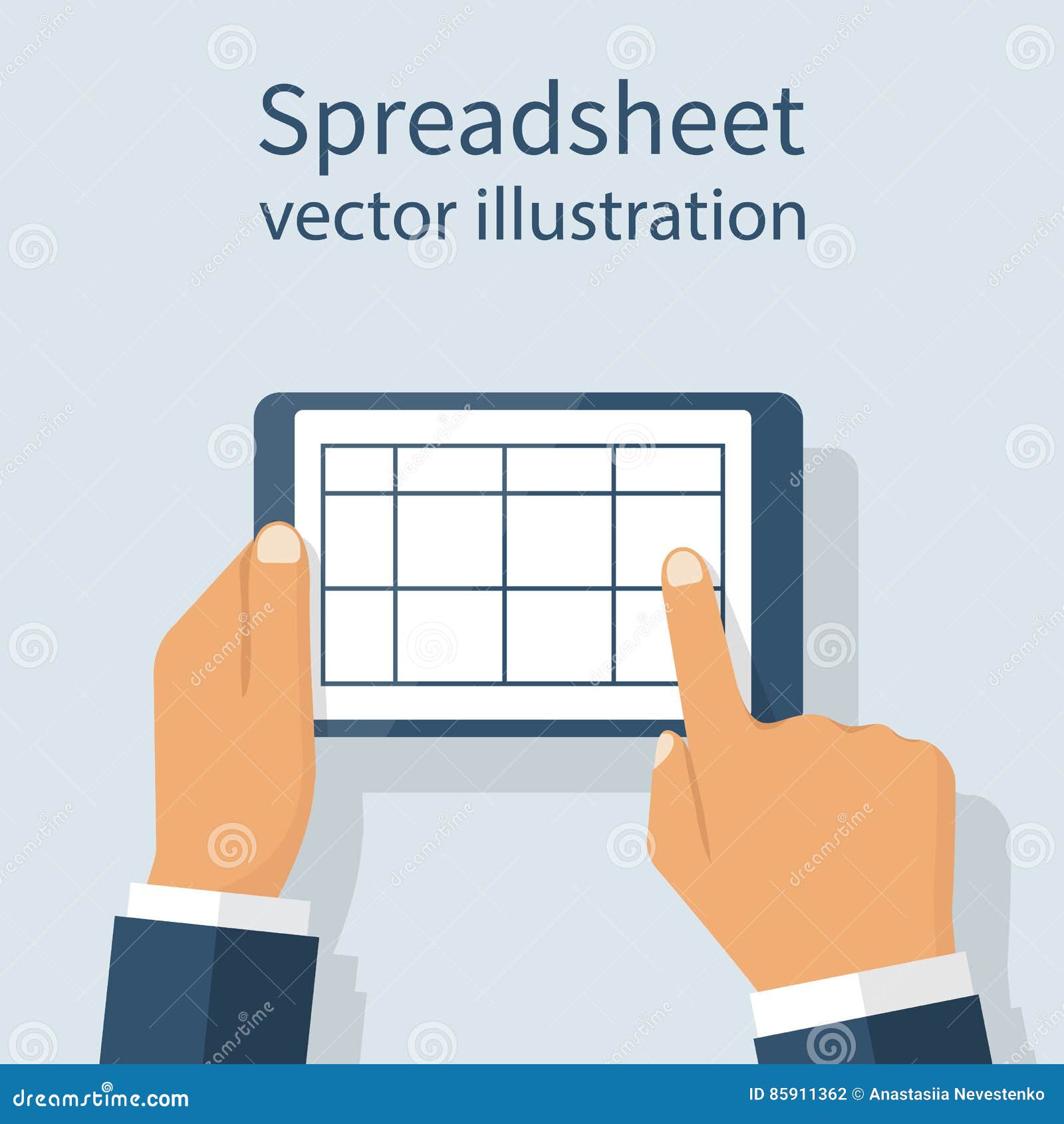 Spreadsheet on Tablet Screen Stock Vector - Illustration of design ...