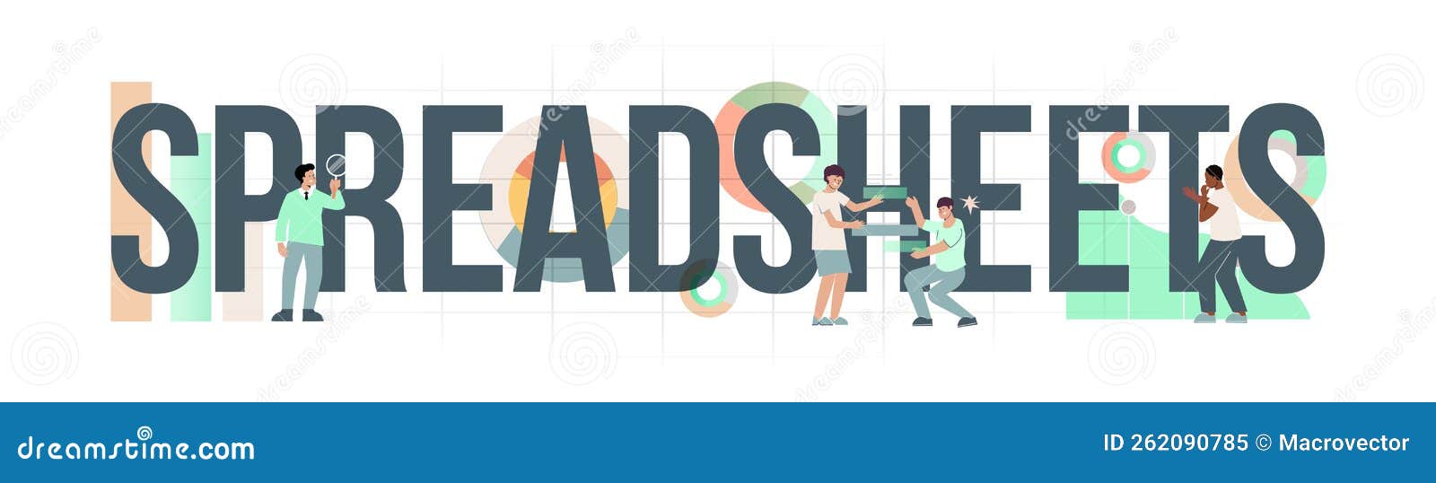 Flat Spreadsheets Table And Graphic On Tablet Cartoon Vector ...