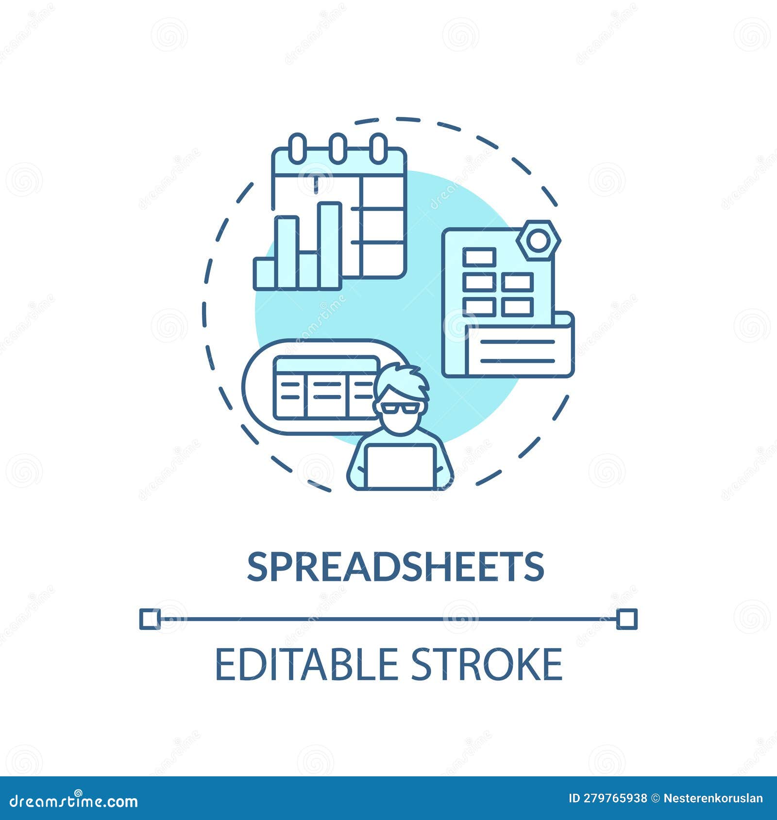Spreadsheets Turquoise Concept Icon Stock Vector - Illustration of ...