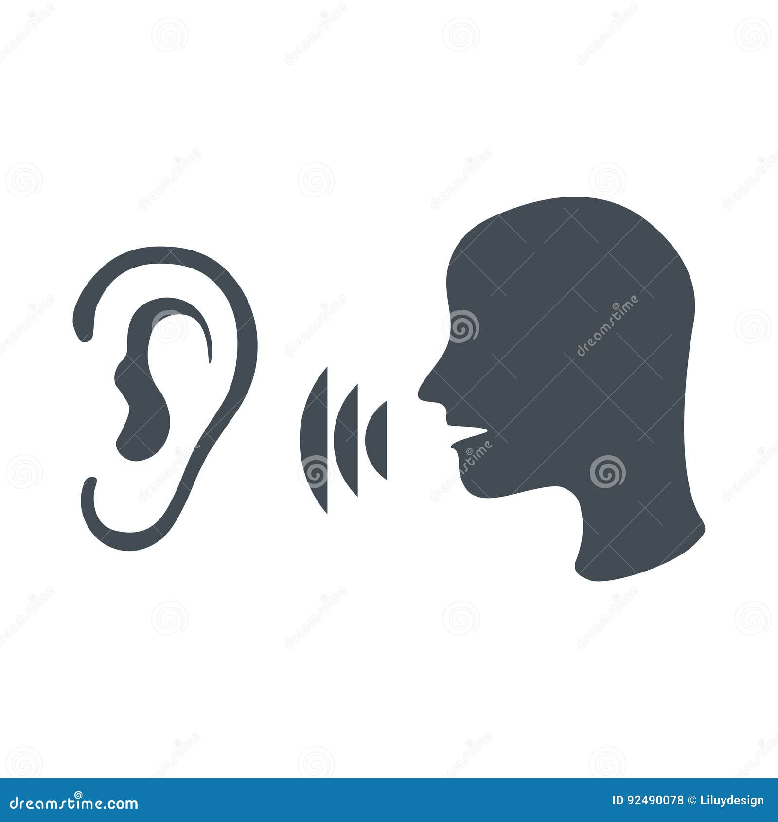 Spreek en luister symbool vector illustratie. Illustration of silhouet ...