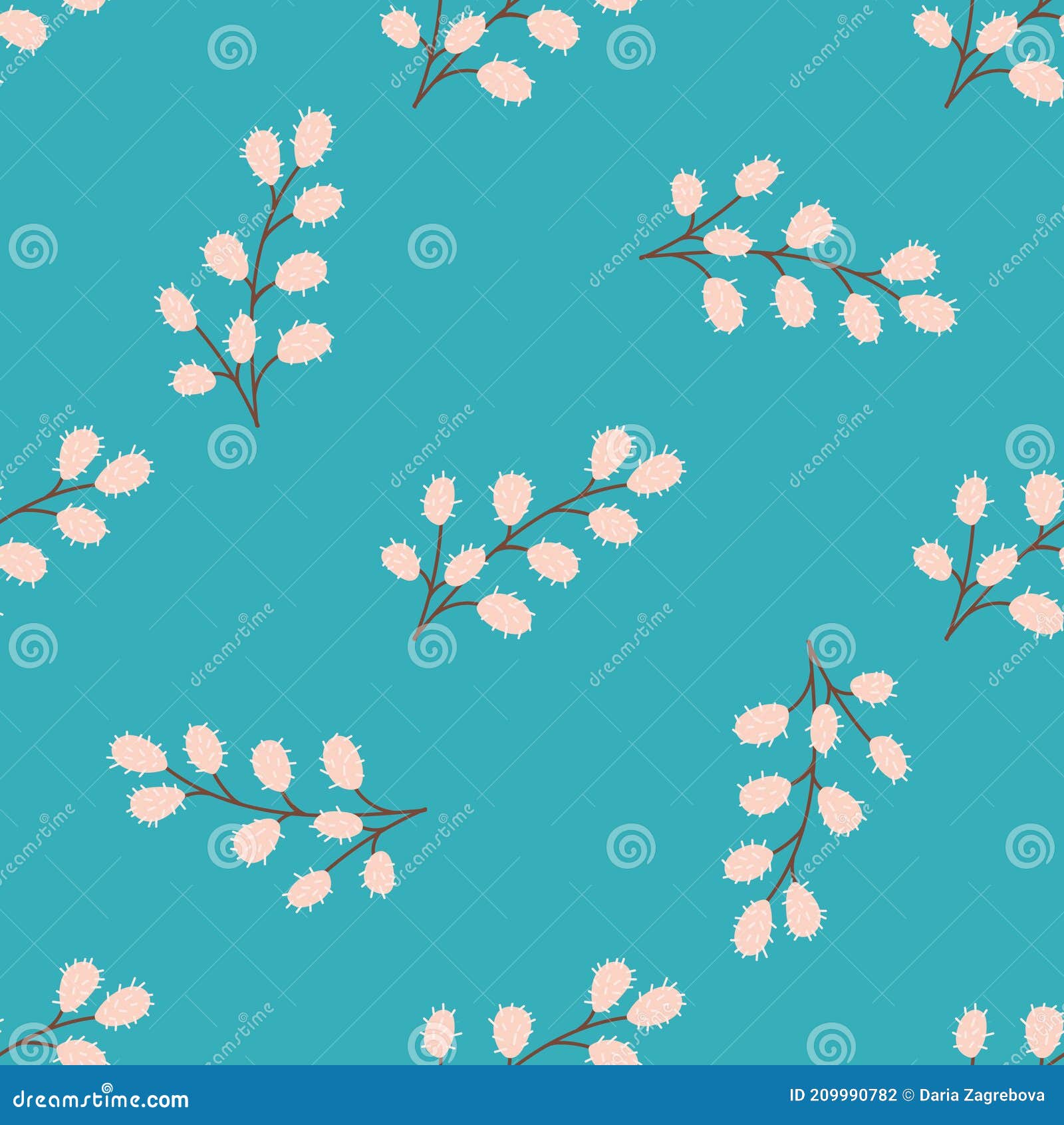 Sprig Of Willow In Sketch Cartoon Style Isolated On White Background ...