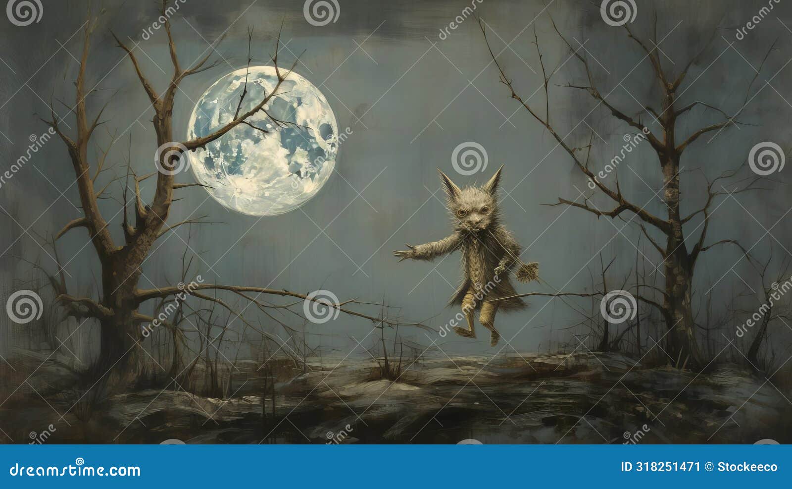 Mysterious Spriggan Haunted by the Moon S Ethereal Glow Stock ...