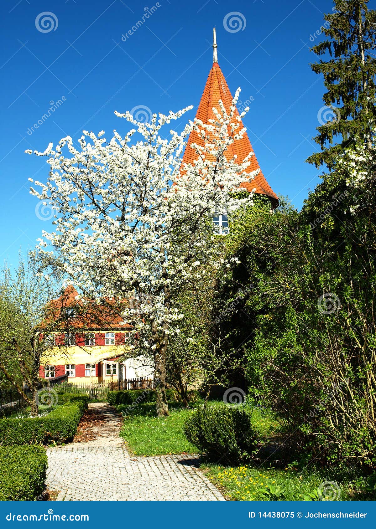 Spring stock image. Image of house, watchtower, tower - 14438075
