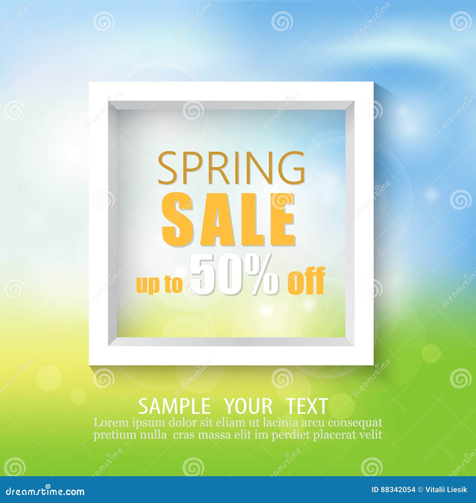 Spring Abstract Background with White Frame.Spring Discounts and Sales ...