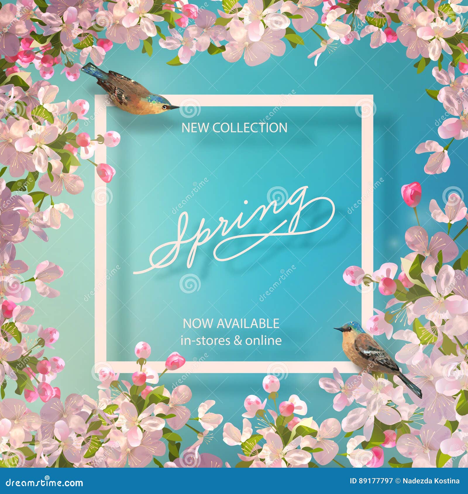 Spring Advertising Banner stock vector. Illustration of plant - 89177797