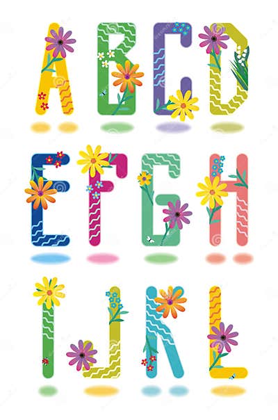 Spring Alphabet Letters a - L Stock Vector - Illustration of message ...