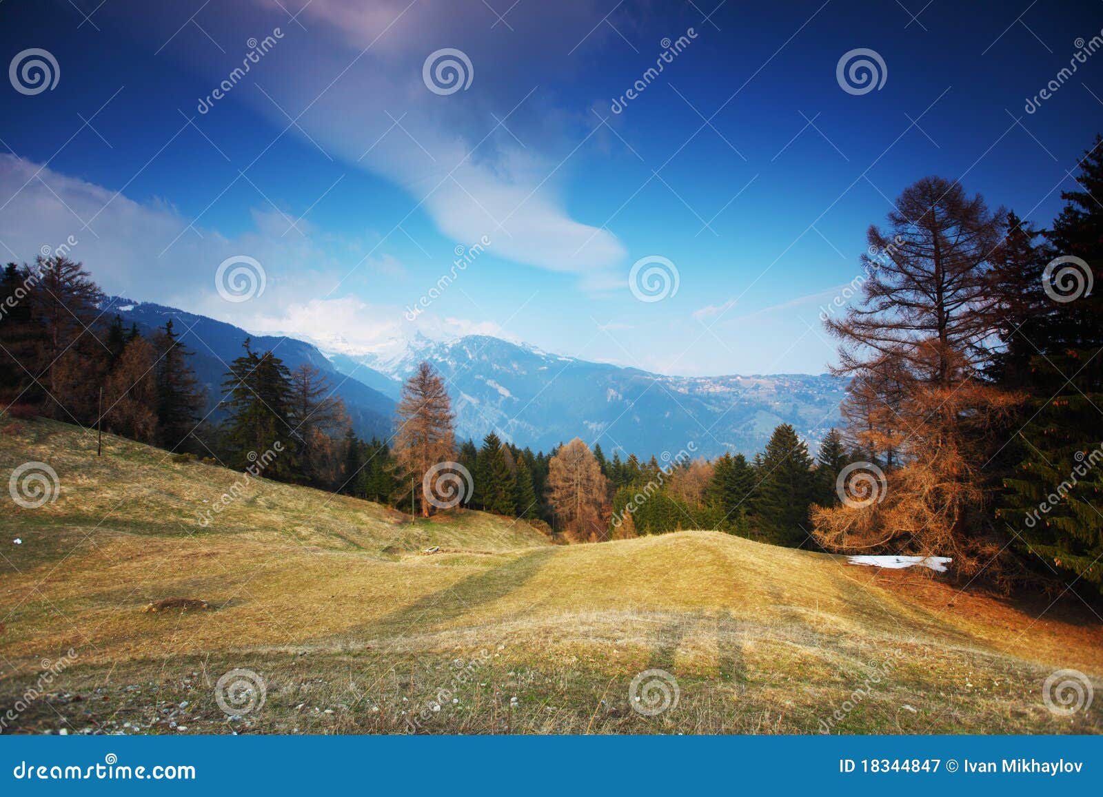 Spring alps stock image. Image of clouds, landscape, green - 18344847