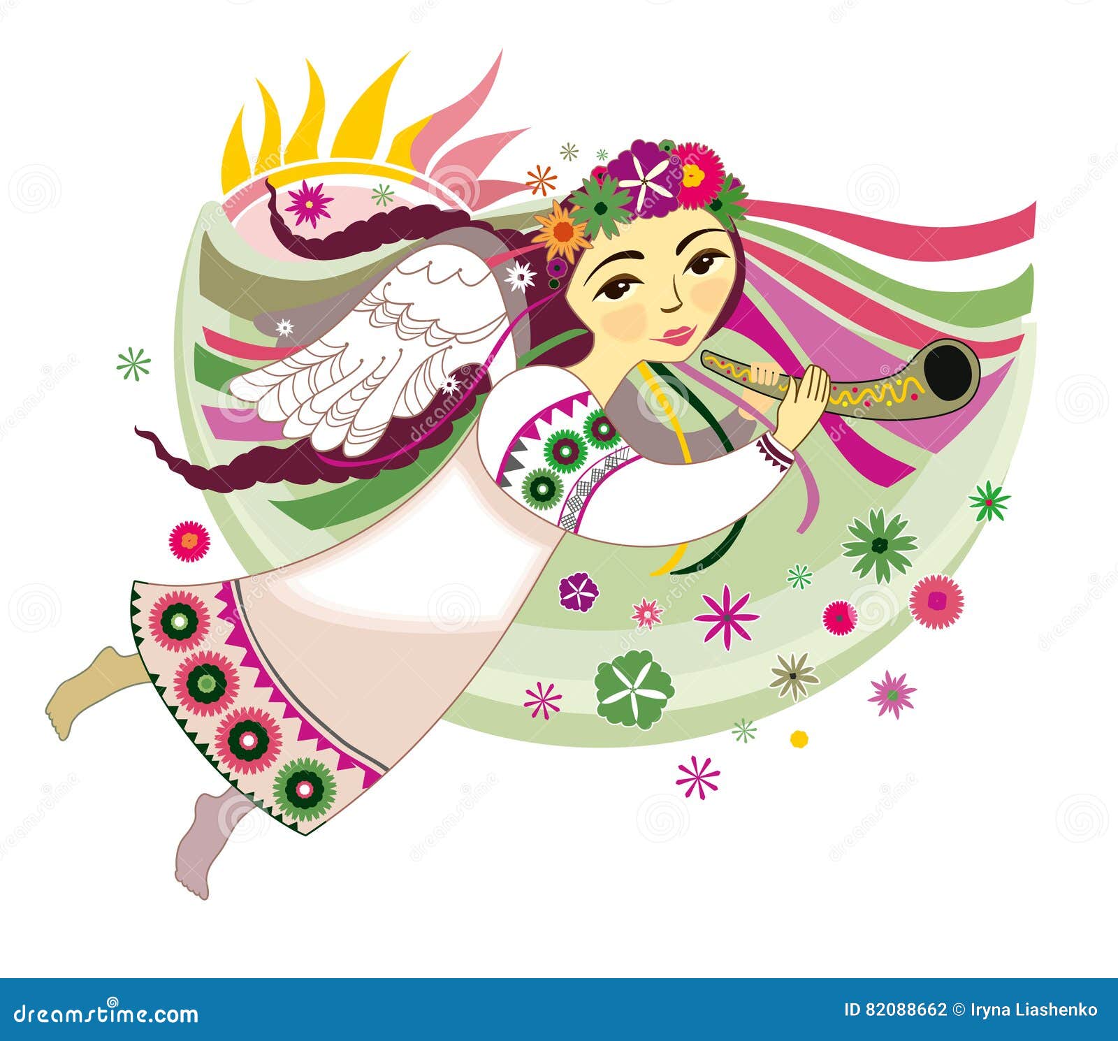 Spring Angel Archangel Of Nature With Flower Background Like Divine ...