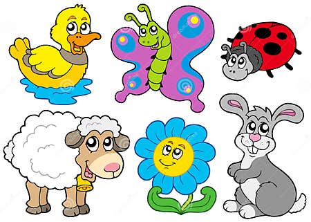 Spring animals collection stock vector. Illustration of bloom - 12656014