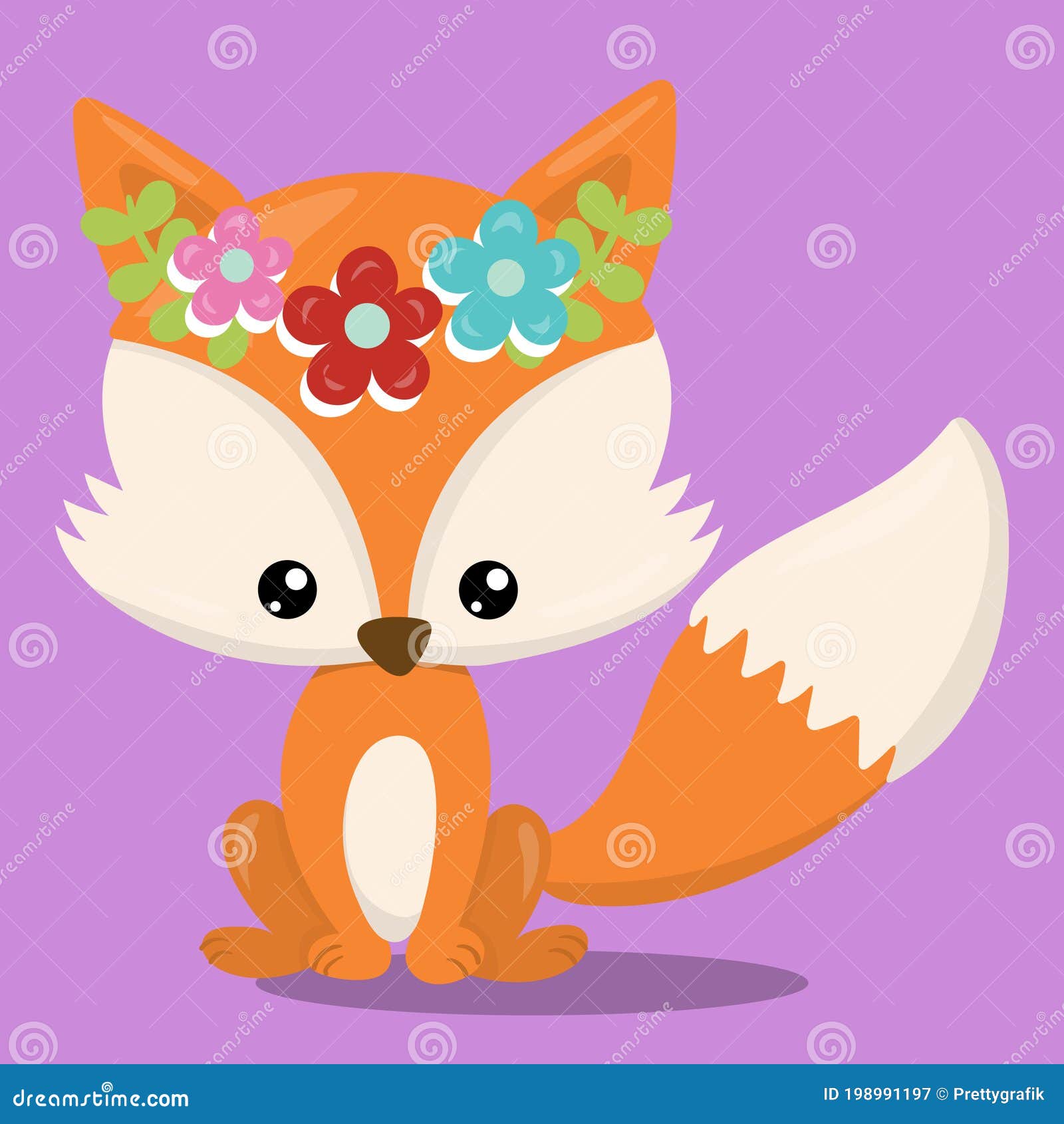 Spring animals fox 04 stock vector. Illustration of animals - 198991197