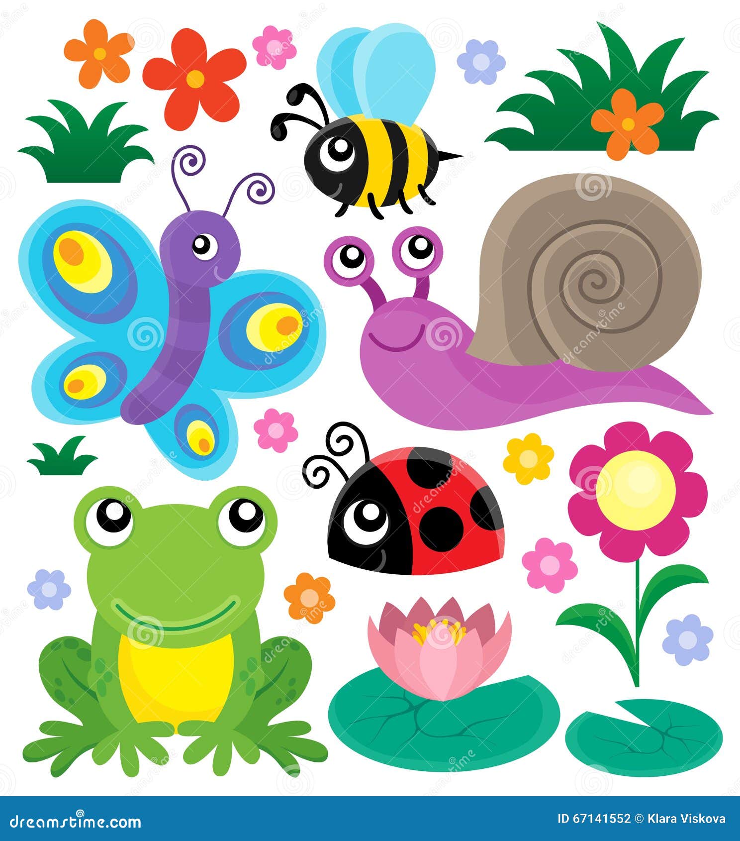 Spring Animals and Insect Theme Set 1 Stock Vector - Illustration of ...