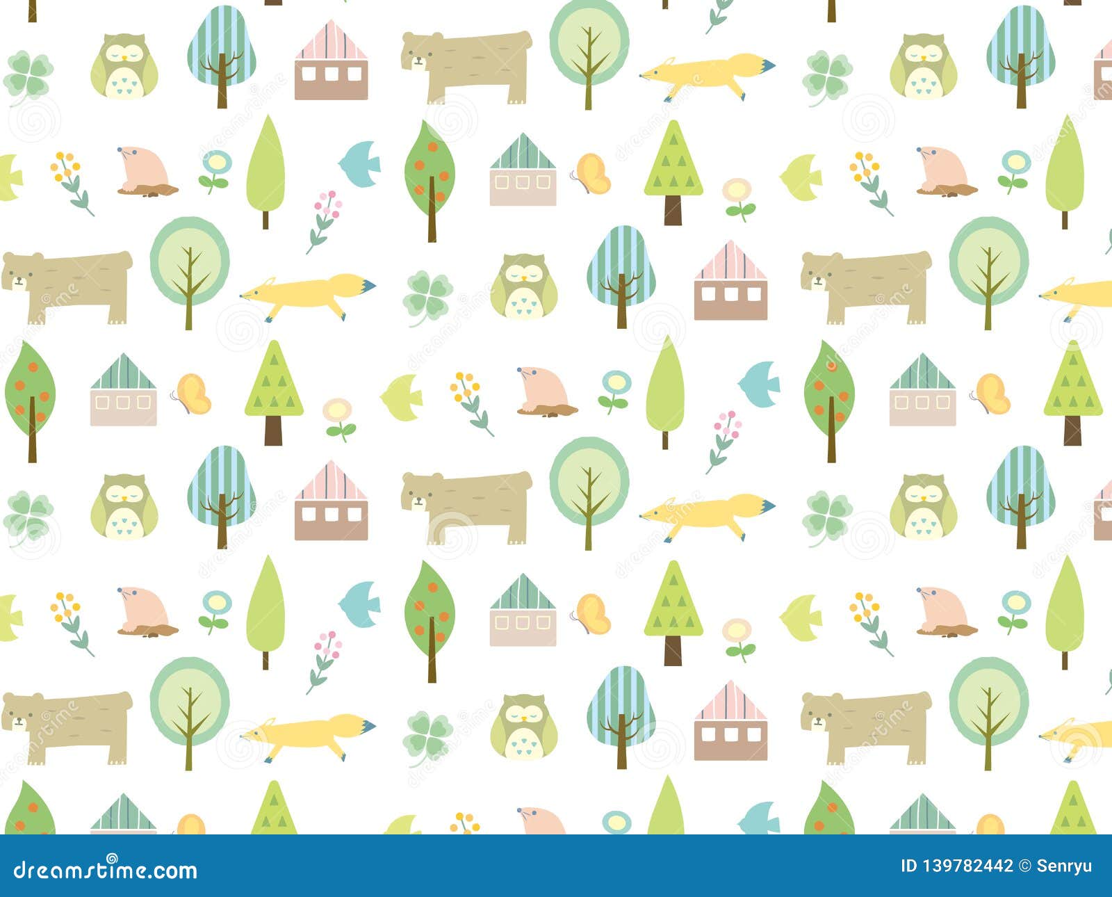 Spring animals pattern stock vector. Illustration of bear - 139782442
