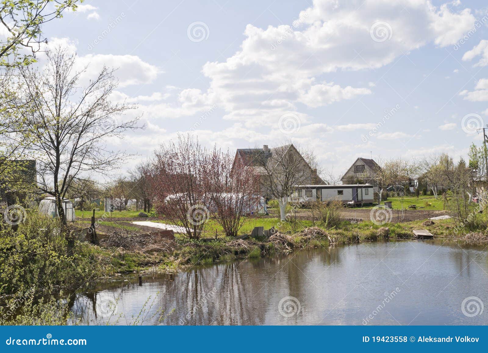 Spring April in village stock photo. Image of real, water - 19423558