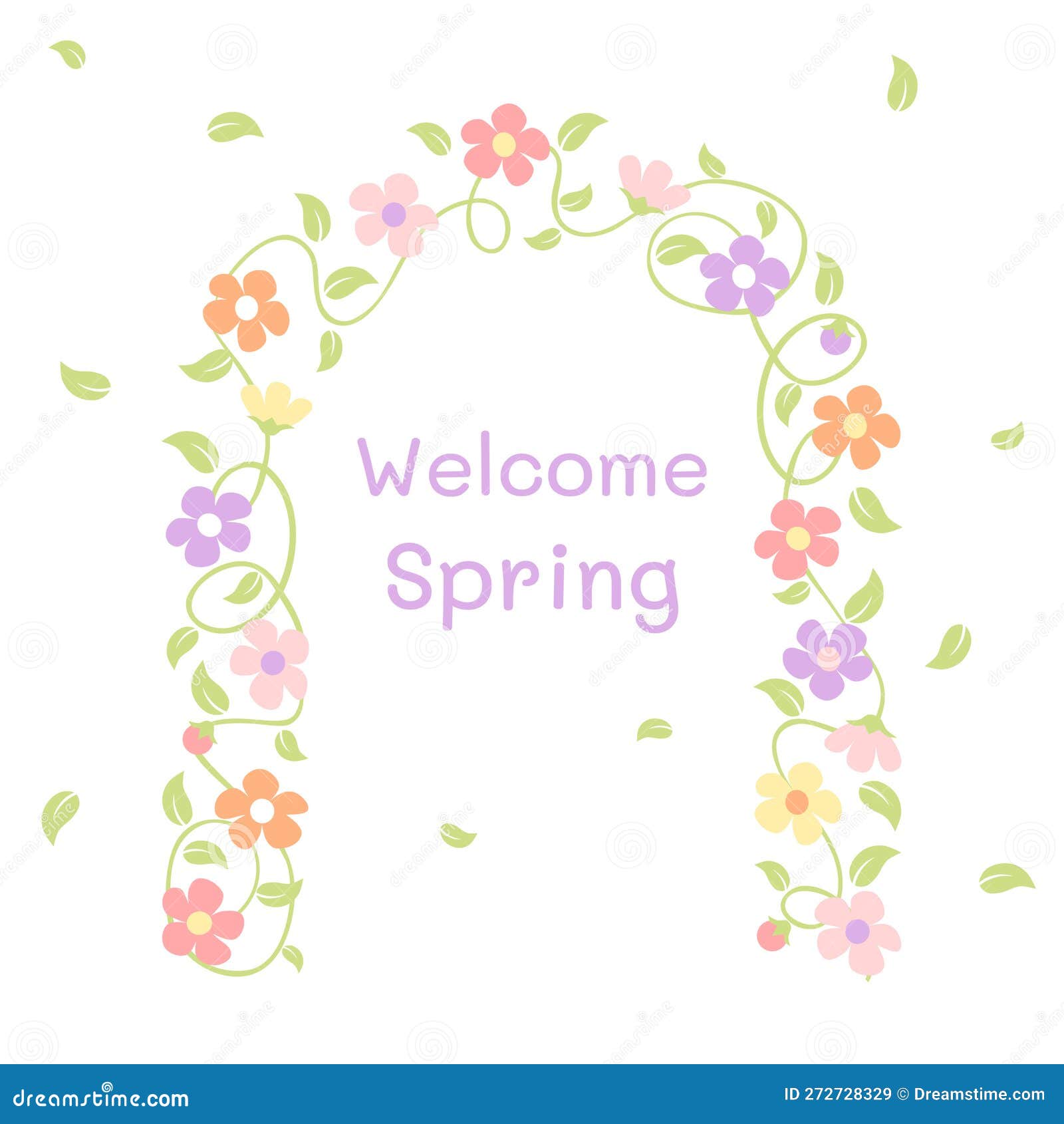 Spring Arch with Vine and Flowers Stock Vector - Illustration of ...