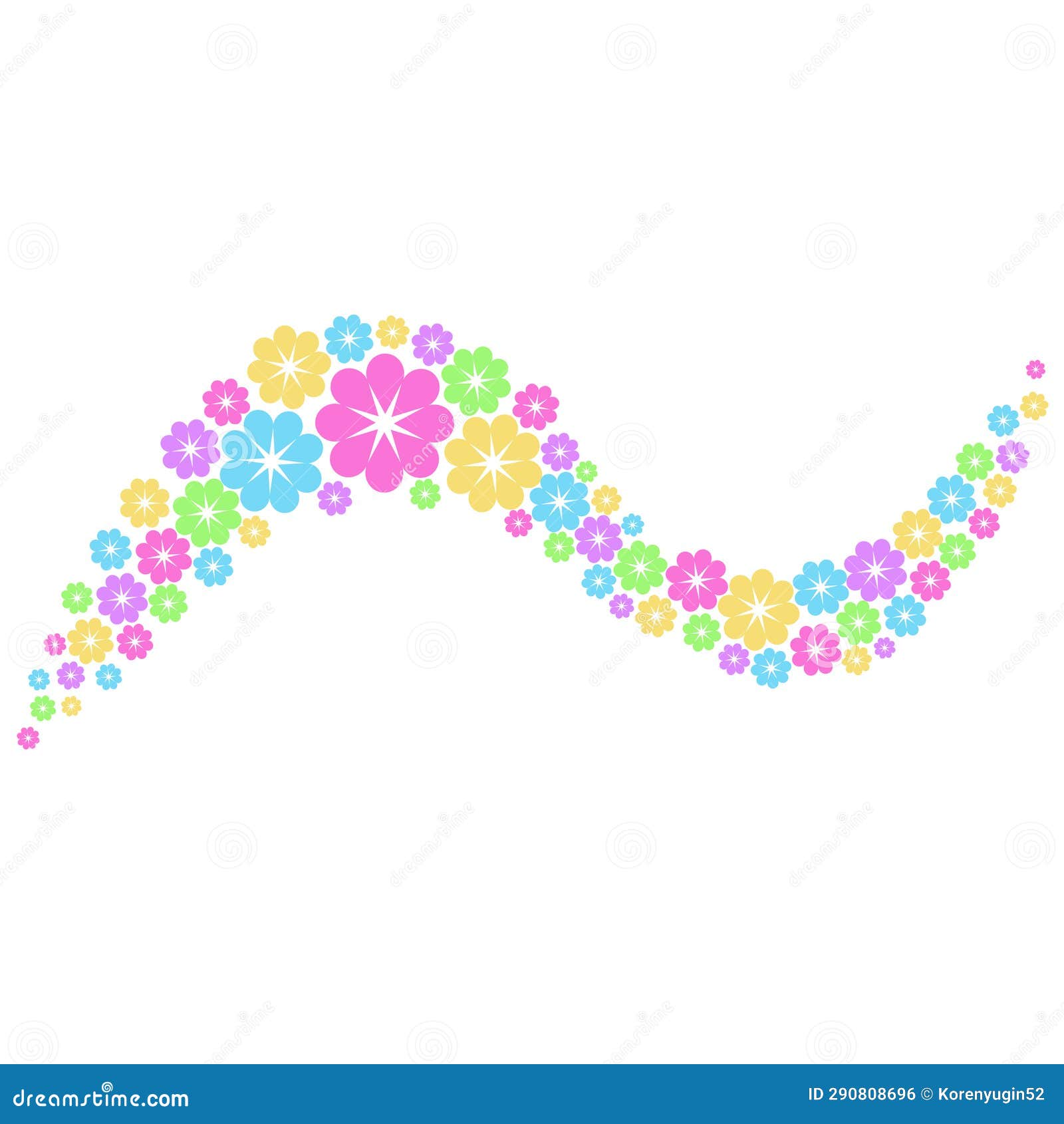 Spring Art Drawn Flower Wave Decor Stock Illustration - Illustration of ...