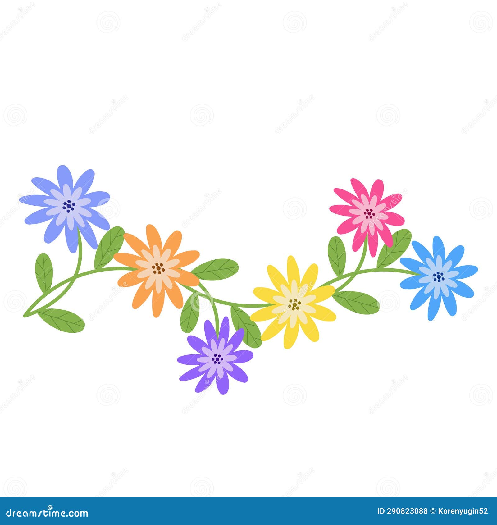 Spring Art Drawn Flowers Border Stock Vector - Illustration of bloom ...
